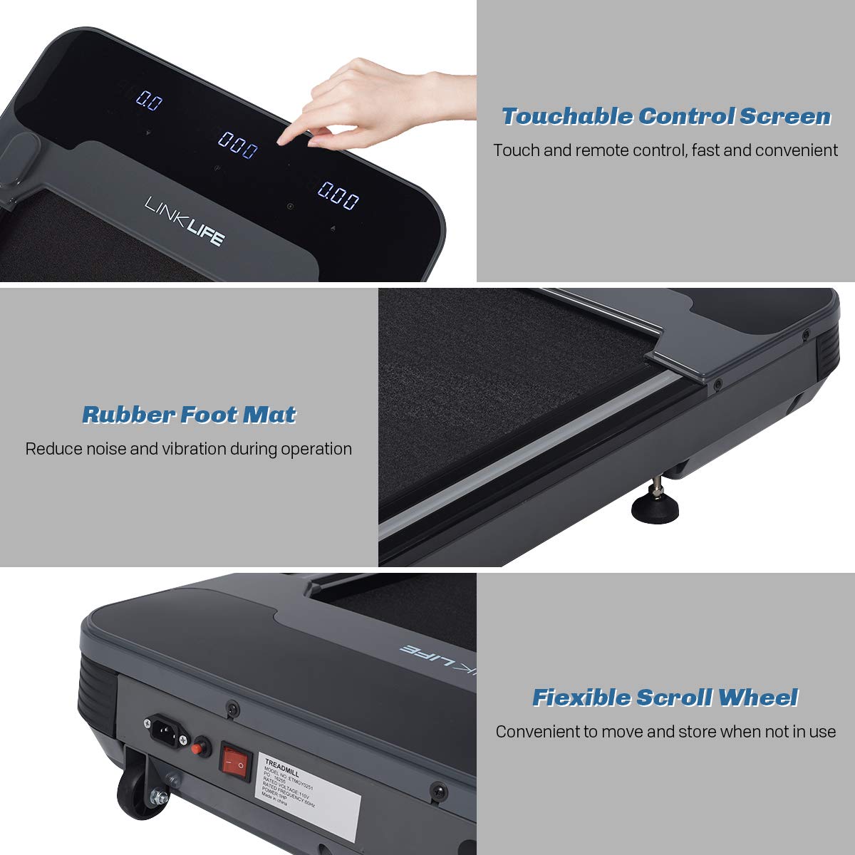 LINKLIFE Willy 2 in 1 Folding Treadmill for Home Portable Electric Treadmill Running Exercise Machine Compact Treadmill Foldable for Home Gym Fitness Workout Jogging Walking, No Installation Required