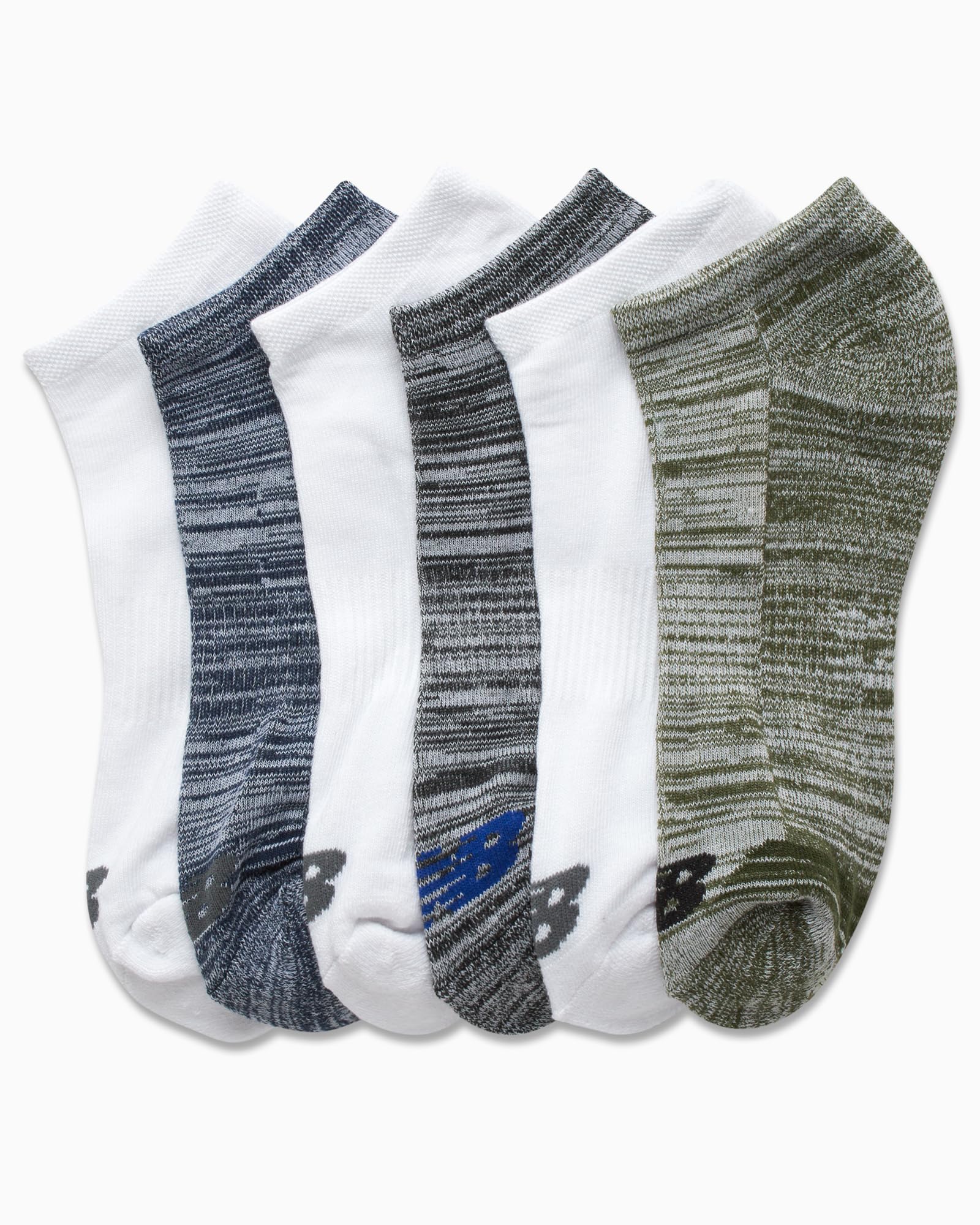 New Balance Men's Low Cut Basic 6-Pack Socks, Size 6-12.5, Grey/Black Old
