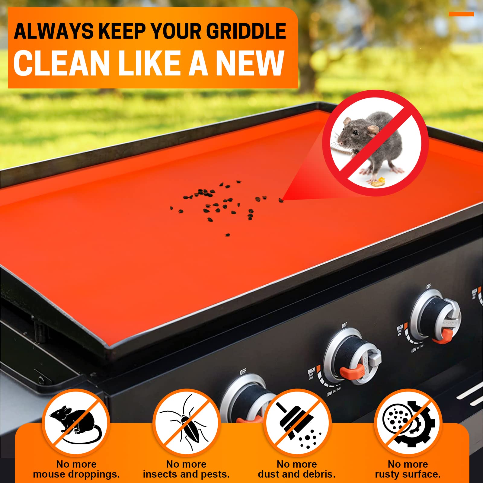 i-FSK Griddle Mat for Blackstone 22", Silicone Griddle Cover Compatible with Blackstone, Blackstone Griddle Accessories, Heavy Duty Grill Cover for All Season Cooking Protective