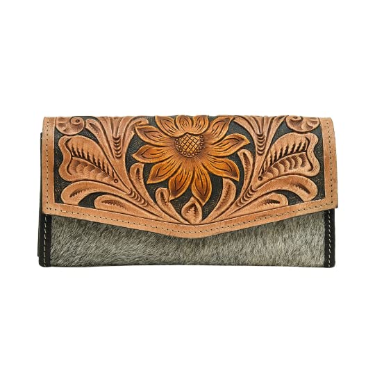 RAHMAN BAG Hair On Leather Tooling Hand Clutch for Women | Multicolor Hand Bag