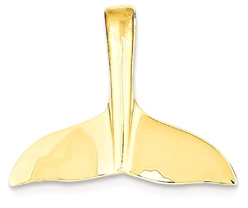 IceCarats 14K Yellow Gold Whale Tail Fish Mermaid Floating Chain Slide Pendant Necklace Charm 19mm x 23mm Only