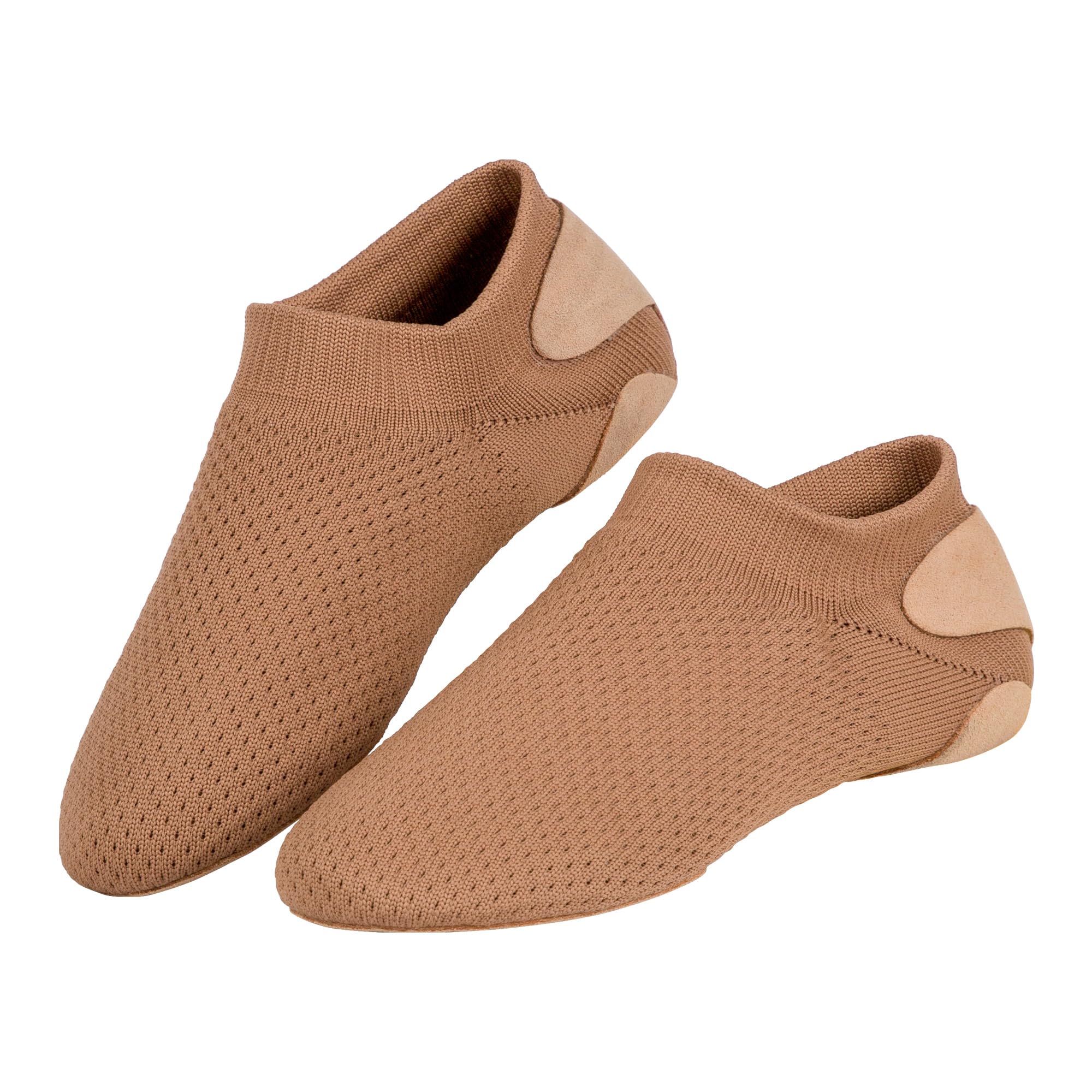Linodes Unisex 019 Nylon Upper Leather Sole Slip-on Jazz Shoe for Women and Men's Dance Shoes-Brown 8M