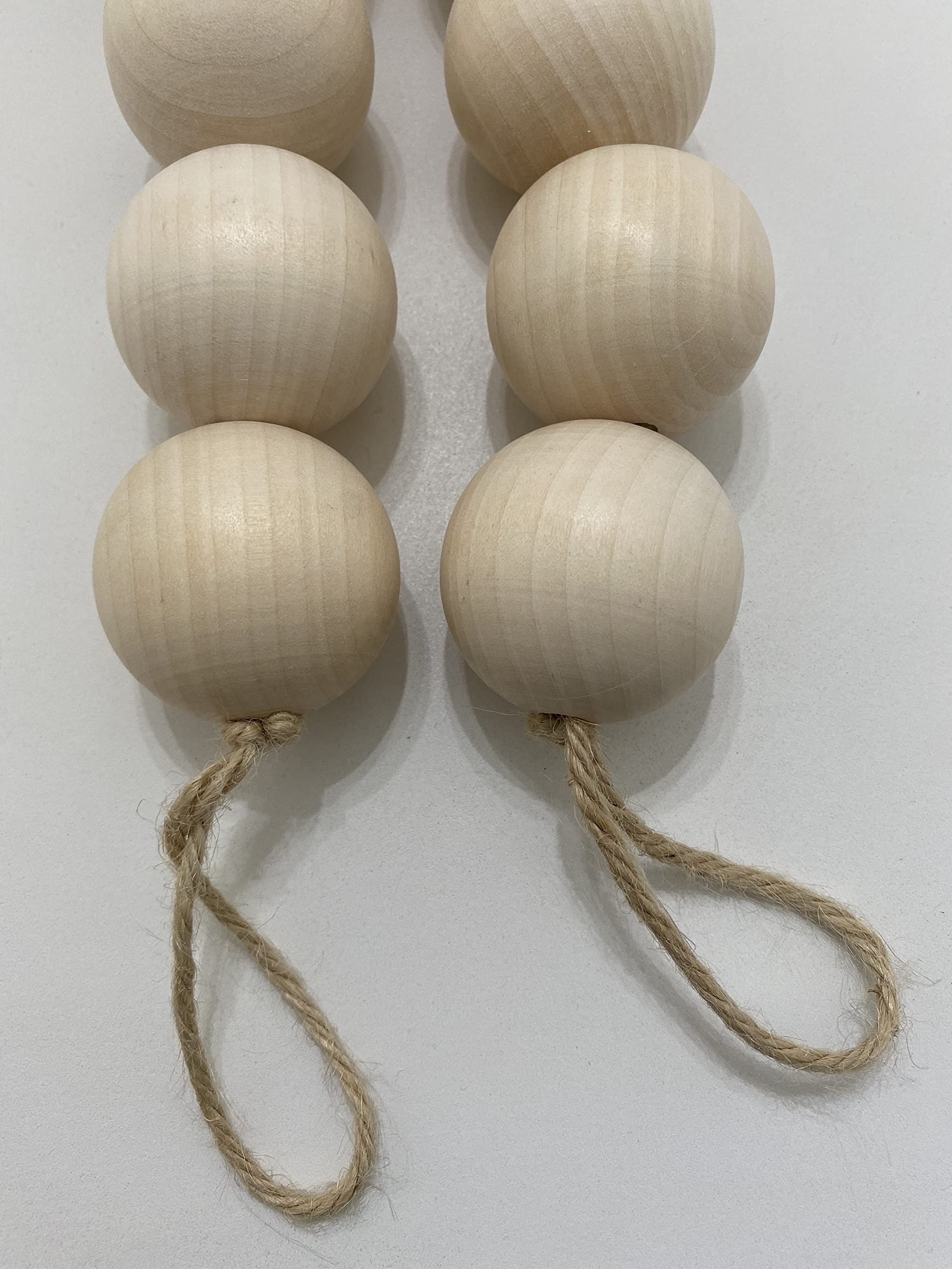 NICKIO Neutral Wood Bead Garland (X-Large), Pottery Barn Inspired, Contemporary Home Decor, 2 inch Diameter Bead & 79 inch Long Garland