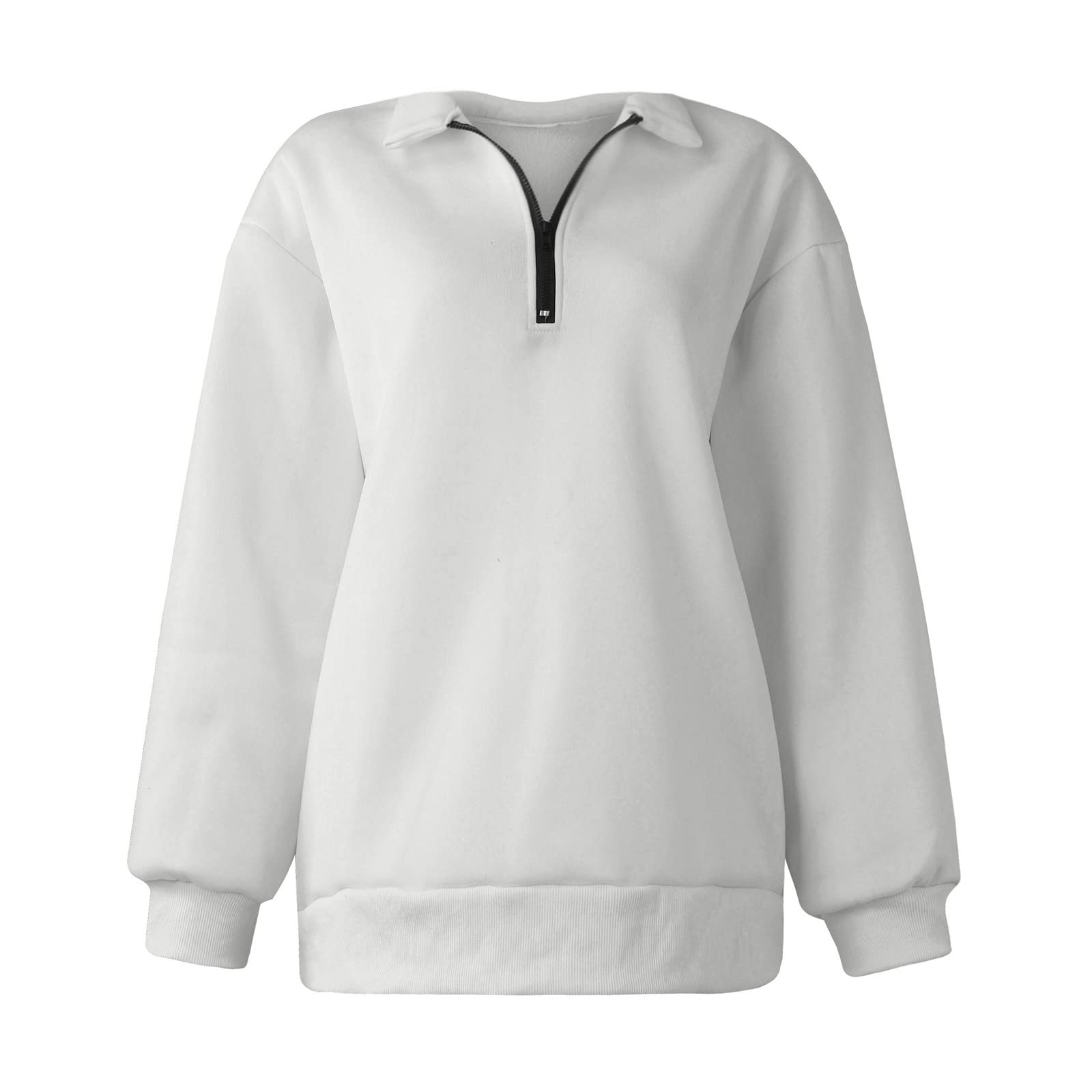NOKMOPO Hooded Sweatshirt Women Casual Fashion Solid Color Long Sleeve Half Zip Hooded Sweatshirt Pullover Sweatshirt Loose Comfortable Warm Sweater Tops(A-Gray,Large)