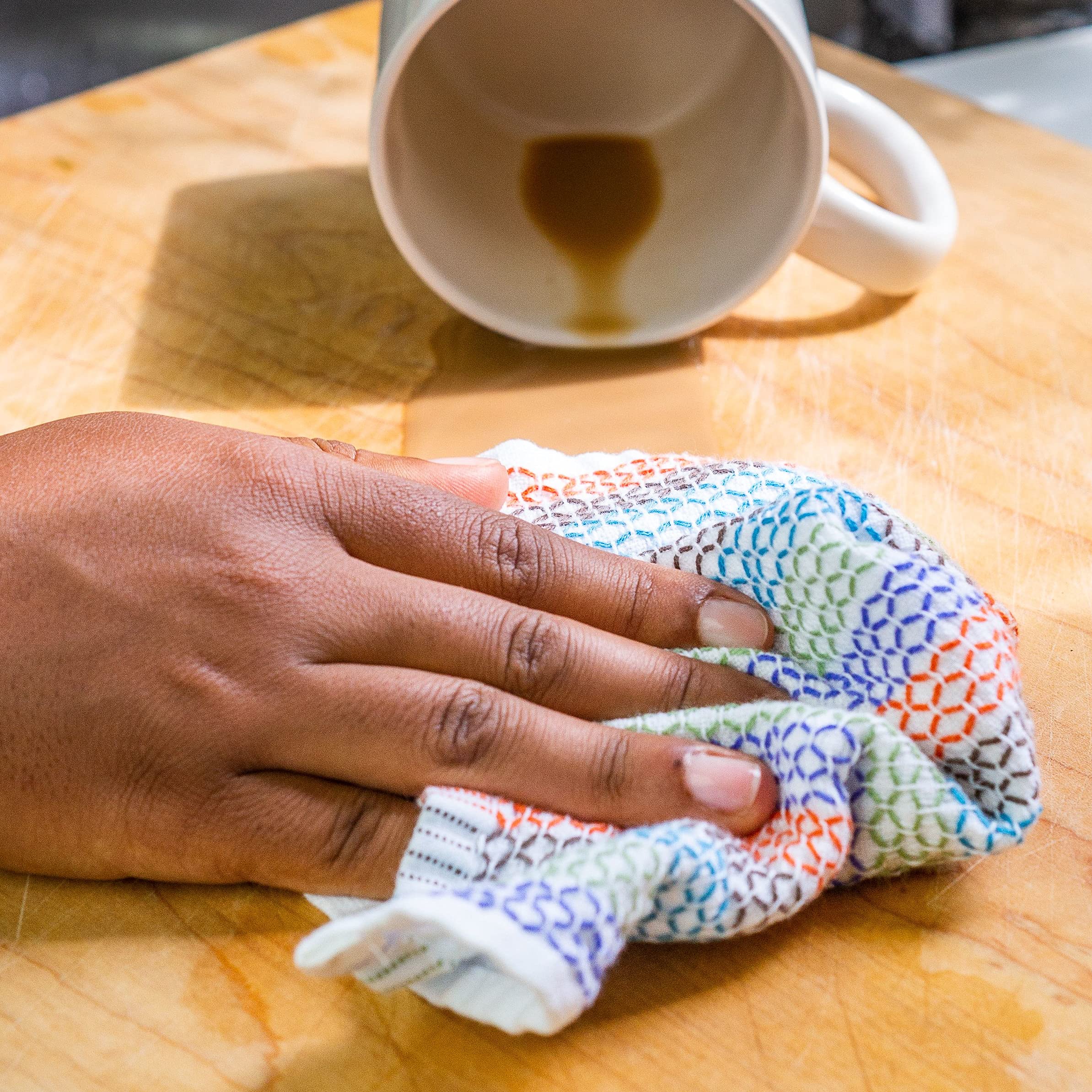 MightyNest Design Ideas Wire Basket with Set of 15 Reusable Dish Cloths for Kitchen | Paper Towel Alternative | Zero Waste | Each Kitchen Dish Towel is 12β x 12β | Reusable Kitchen Dish Rags