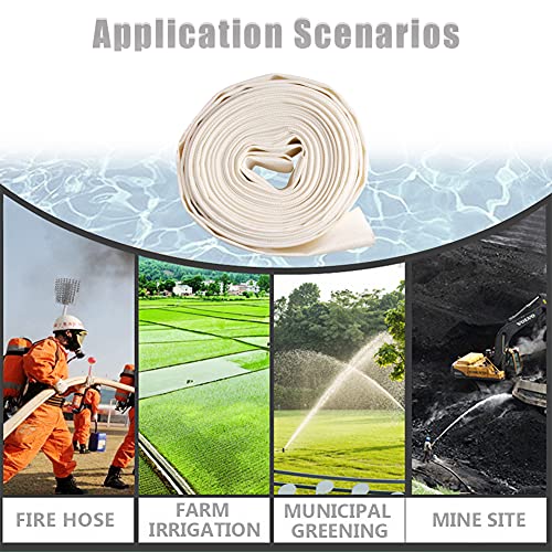 QuQuyi 1.25" x 62 FT Heavy Duty Reinforced PVC Swimming Pool Backwash Hose, General Purpose Lay-Flat Water Discharge pipe for Water Transfer Applications, White
