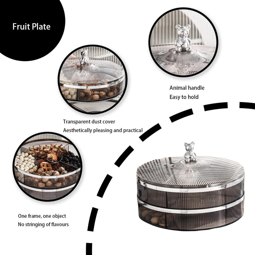 MYBAQ,Fruit Platter Tray,Divided Serving Tray With Lid,Fruit Trays For Serving For Party,Fruit Plate,Fruit Tray,11 "L X 7.9 "H,Compartmentalised And Stackable Design To Save Space
