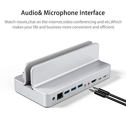 Splitter USB C HUB with Adjustable Stand Holder Type C to USB3.0 RJ45 PD Dock HDMI-Compatible Adapter Splitter for PC Accessories
