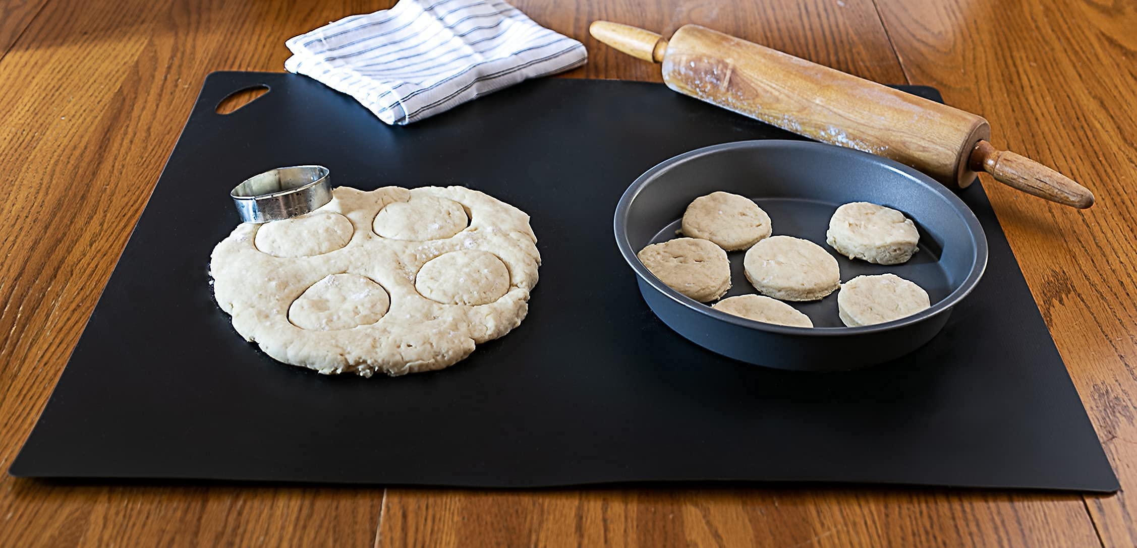 Please review description before purchase. Set of 2 Cutting board mat (Black-White, X-Large 22.5w"x20"hx.040"thick)