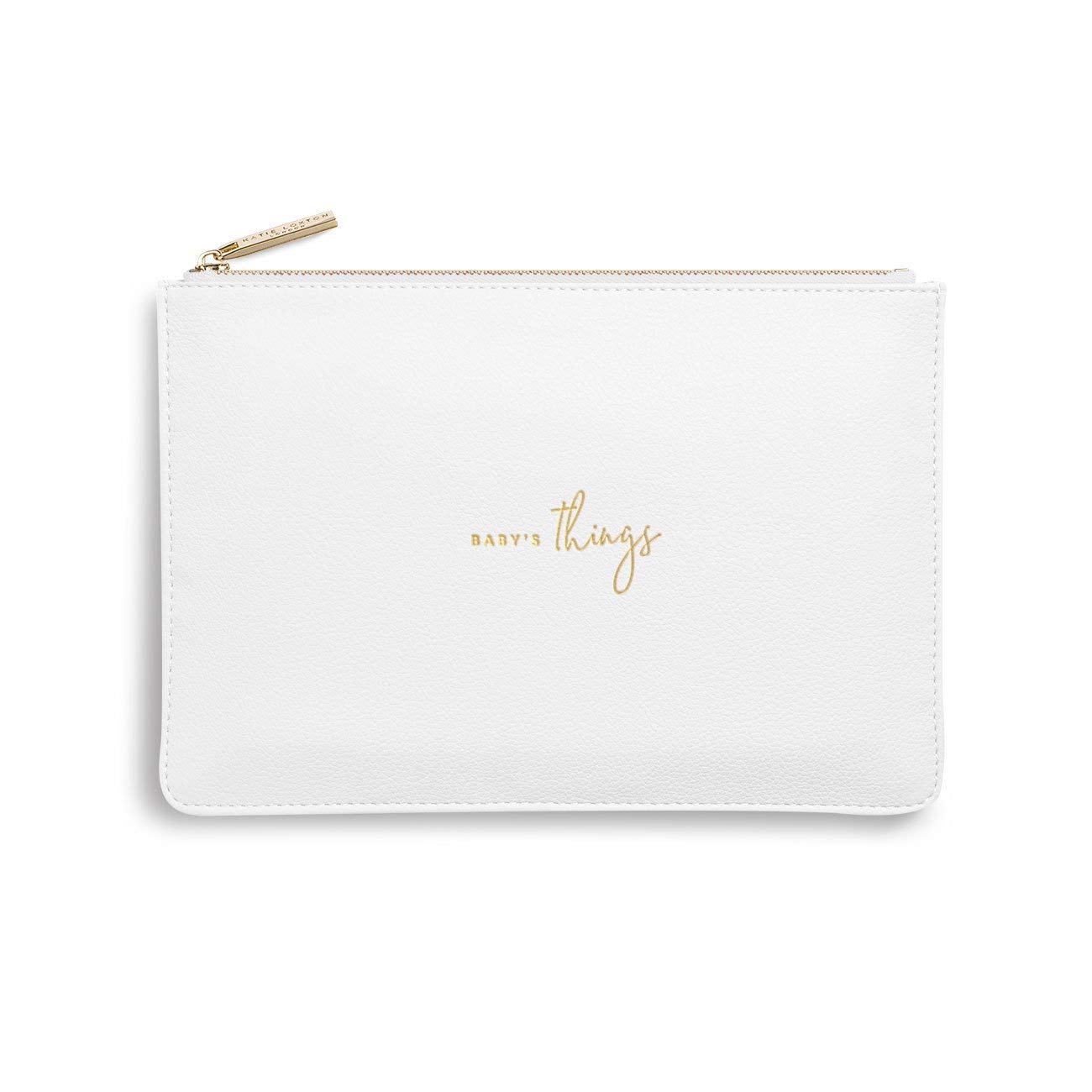 KATIE LOXTON Baby's Things Womens Medium Vegan Leather Sentiment Perfect Pouch White
