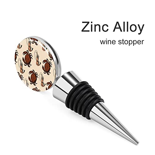 Ocean Sea Crabs Shrimps Wine Bottle Stoppers Reusable Plug Wine Saver Corks for Beverage Holiday Party Kitchen Decorative