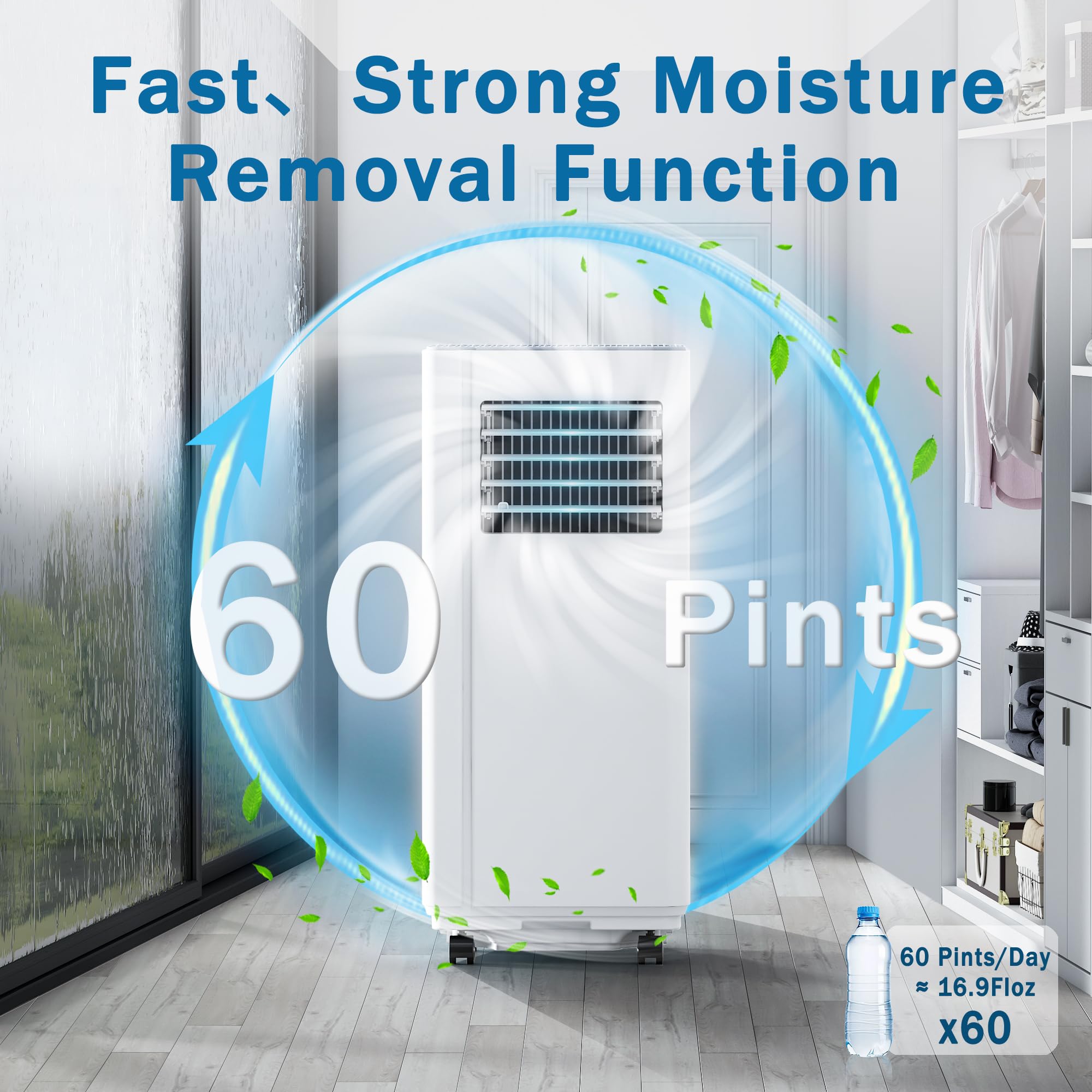 Portable Air Conditioners, 10000 BTU Portable AC Unit with Remote Control, Dehumidifier, Fan, Auto, Sleep Modes, Up to 450 Sq. Ft, 30DB Quiet Portable Air Conditioner with Installation Kits, 24H Timer