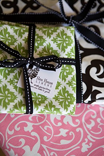 Hen House Linens Fleur De Lis Basil Cocktail Napkin (1 Each = Set of 6), 10" L x 10" W