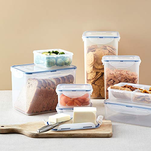 LocknLock Easy Essentials On The Go Meal Prep Lunch Box, Airtight Containers with Lid, BPA Free, Square (4 Section) -29 oz, Clear (Pack of 2)
