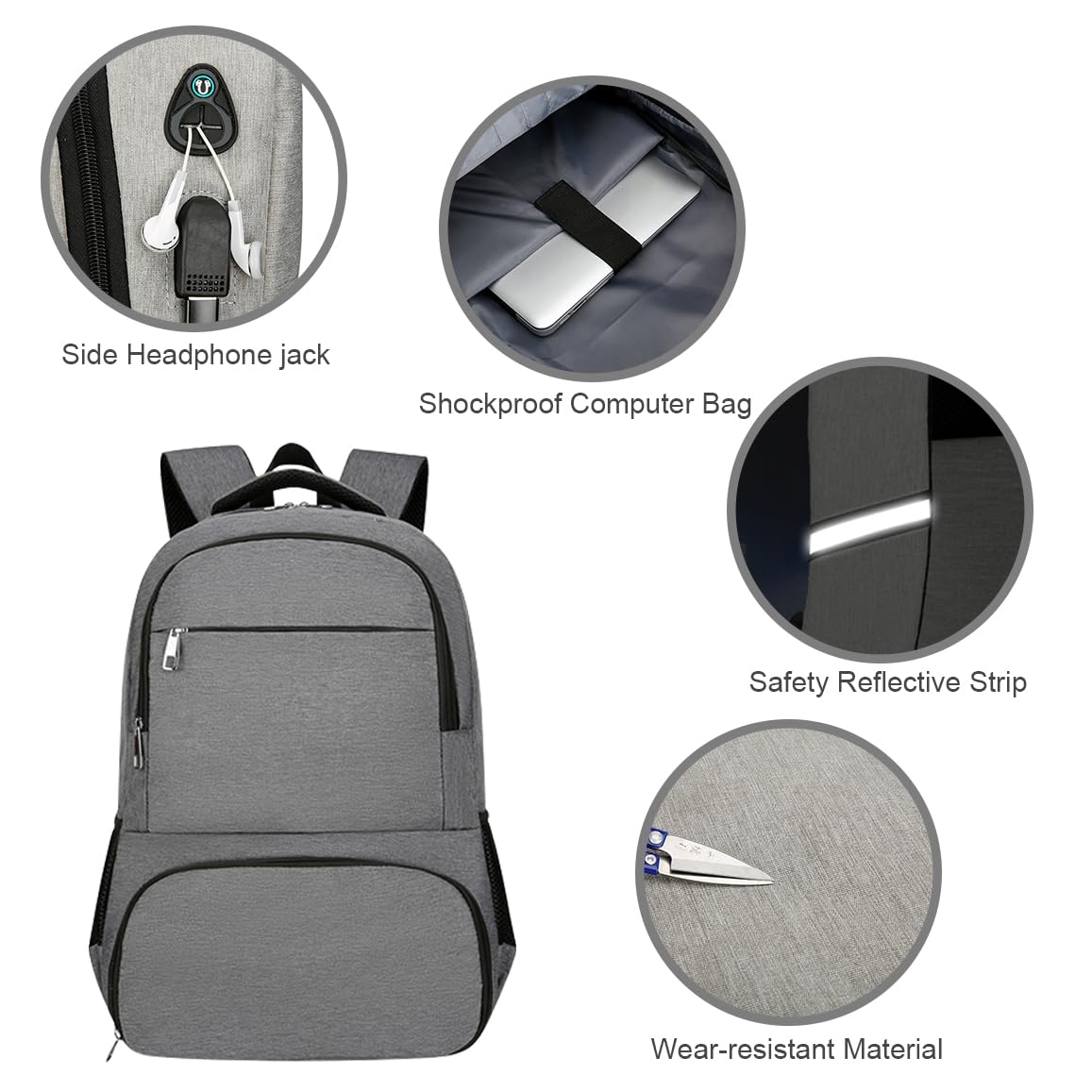 Lunch Backpack, Insulated Cooler Backpack Fits 15.6 Inch Laptop, Water-Resistant Backpack with USB Charging Port for Men, for Work Beach Camping Picnics Hiking,Dark Grey