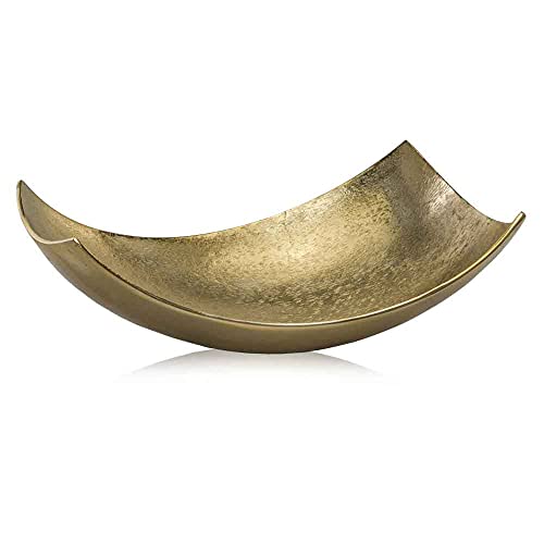 Modern Day Accents 3533 Cucha Large Scoop Gold Bowl, Shiny, Aluminum, Tabletop, Accent Piece, Centerpiece, Fruit Bowl, Fruit Holder, Potpourri Bowl Home Office or Room Decor 17.25"L x 9.75"W x 5.5"H