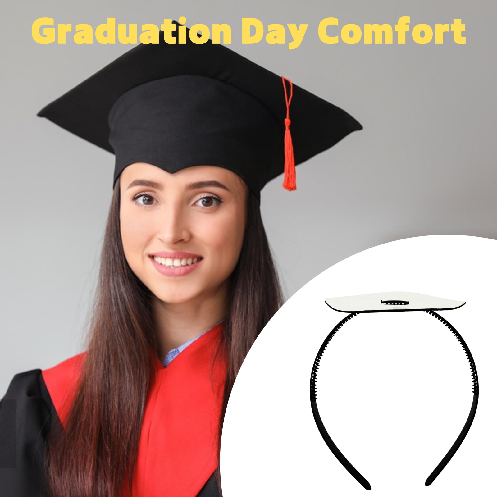 PLLCJB Graduation Cap Headband, Grad Cap Headband, Grad Cap Band Secures Your Graduation Cap. Don't Change Your Hair Hat Accessories for Graduates, Students, Women Black