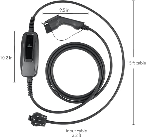 Lectron Electric Vehicle Charger 40 Amp - Level 2 EV Charger (240V) with 15ft Extension Cord & NEMA 14-50 Plug Compatible with All J1772 EVs