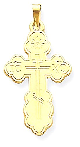 IceCarats 14K Yellow Gold Eastern Orthodox Holy Cross Necklace Religious Pendant Jesus Christ Charm 34mm x 18mm Only