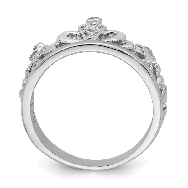IceCarats 925 Sterling Silver Cubic Zirconia CZ Royal Princess Crown Ring Size 8