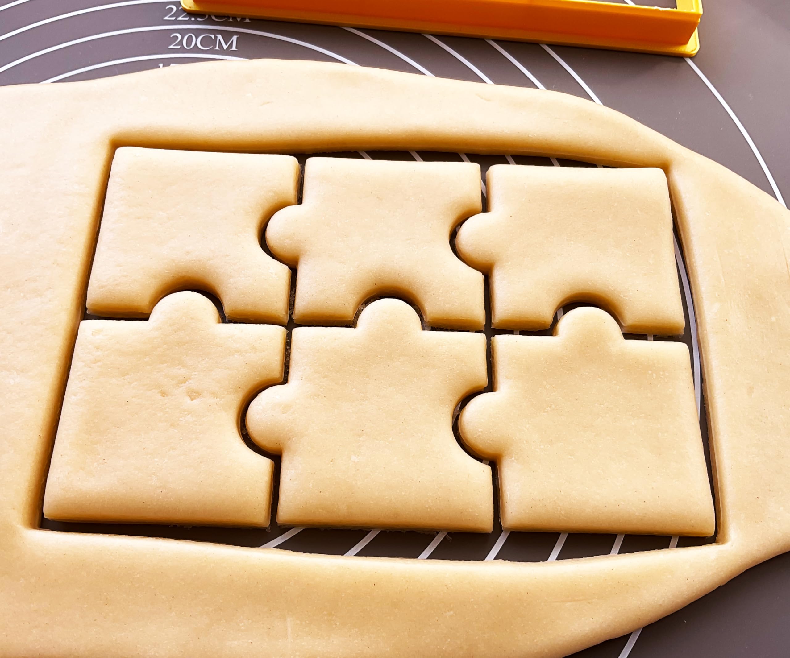Large Rectangle Puzzle Cookie Cutter for Dough, 6 Pcs Multicutter 6.375" by 4.25" with 2.125-Inch Square Pieces (Puzzle)