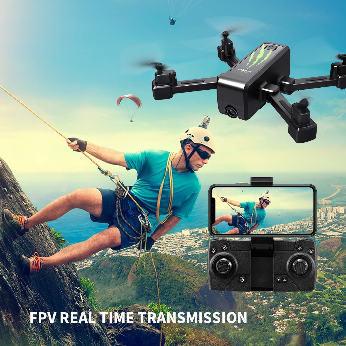 HR GPS Drone With 1080P HD Camera,Foldable Portable Quadcopter With Auto Return Home,Custom Flight Path,Follow Me,Long Control Range,Drones For Adults Kids And Beginners (GPS DRONE)