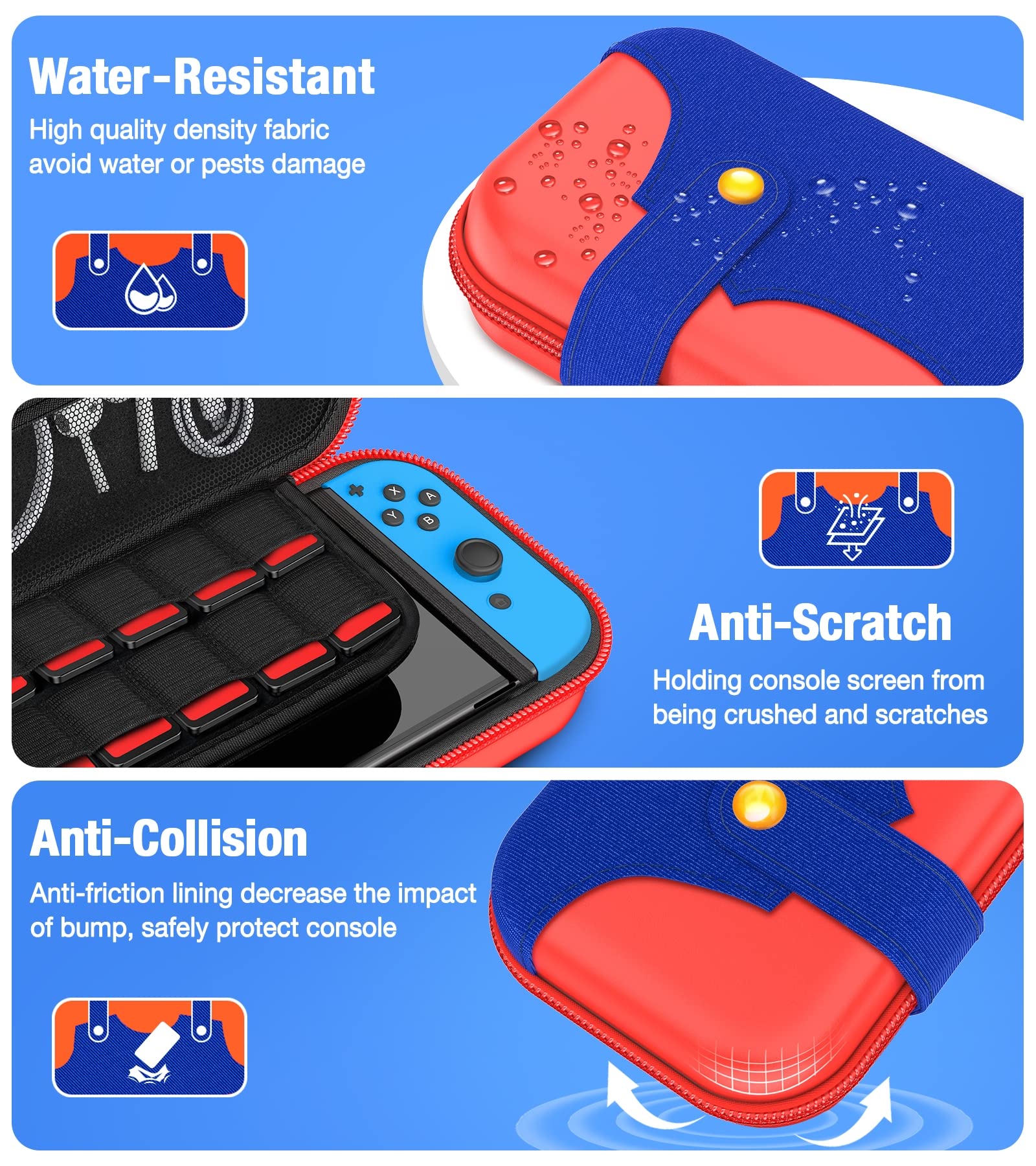 Kawaye Switch Case Compatible with Nintendo Switch/Switch OLED Console, Switch Carrying Case Portable Travel Carry Case for Switch/Switch OLED, Protective Hard Shell Switch Carry Case for Girls & Boys