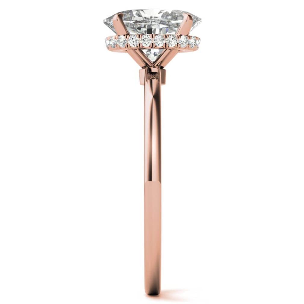 Moissanite Solitaire Engagement Ring Set 2 CT Oval Cut Moissanite Bridal Wedding Ring Set for Women Handmade VVS Colorless (14K Solid Rose Gold)
