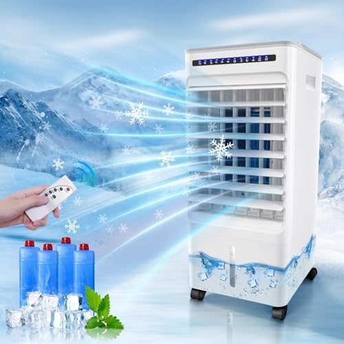 Portable Air Conditioner, 4-in-1 No Venting Required for Bedroom, AC for Room, Stand Up Windowless, Evaporative Air Cooler with Remote Control
