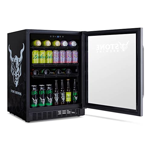 NewAir Stone Brewing 180 Can FlipShelf Beverage and Beer Refrigerator, 24β Built-In or Freestanding Wine Cooler with Reversible Shelves, Perfect for Bar, Gamer Room, or Office