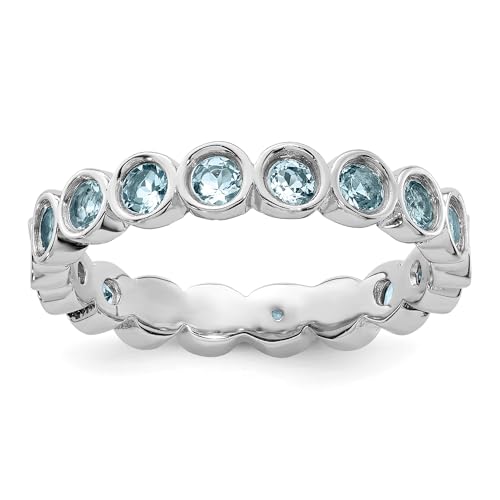 IceCarats 925 Sterling Silver Blue Aquamarine Stackable Ring Gemstone Band March Birthstone Jewelry Size 8.00