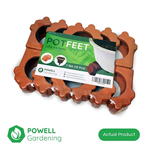 Powell Gardening (12pc Pack Plastic Pot Elevator - Plant/Flower Pot feet for Outdoor planters, Raises up to 4 Pots!! (Cotta Color NOT Ceramic)