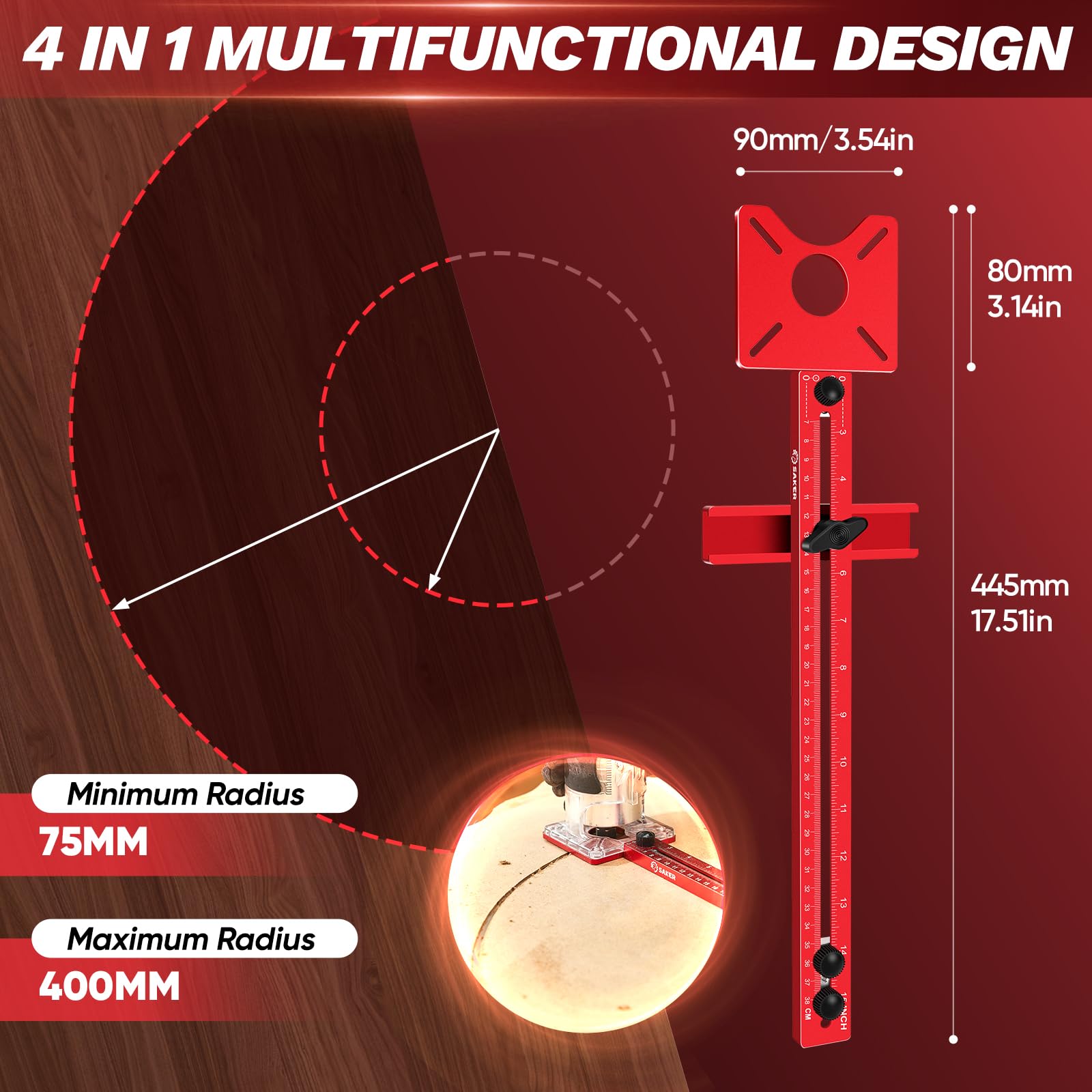 Saker New 4 in 1 Router Milling Groove Bracket|Cabinet Hardware Jig with Automatic Center Punch|Router Milling Groove Bracket Advantages|Router Guides for Woodworking