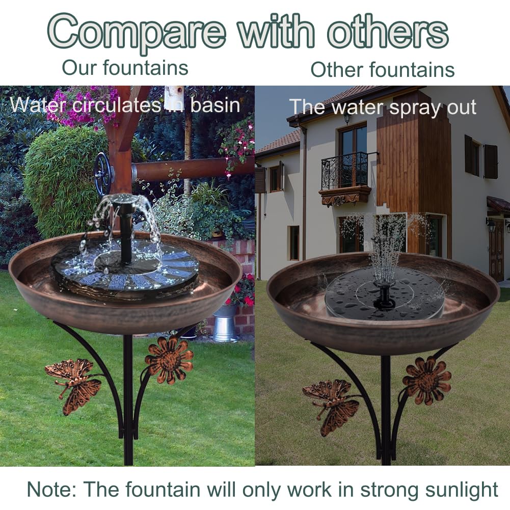 OUISJYER Solar Bird Bath Fountain Pump, Outdoor Decor Solar Fountain Pump for Birdbath Ponds, Pool, Fish Tank, Aquarium, Garden