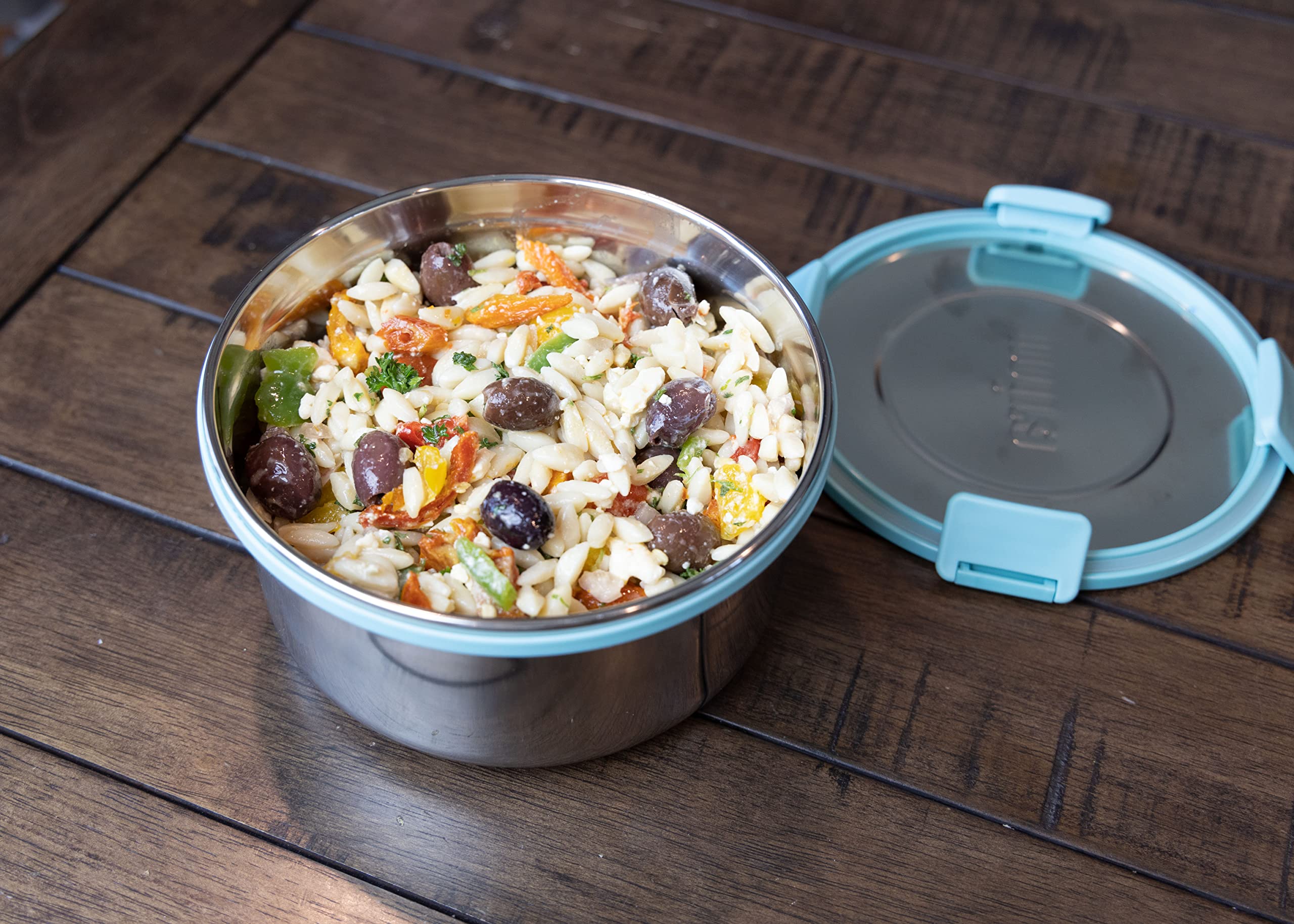 MIRA Stainless Steel Salad Bowl Lunch Container - 6 Cup Salad To Go Bowl, Frost