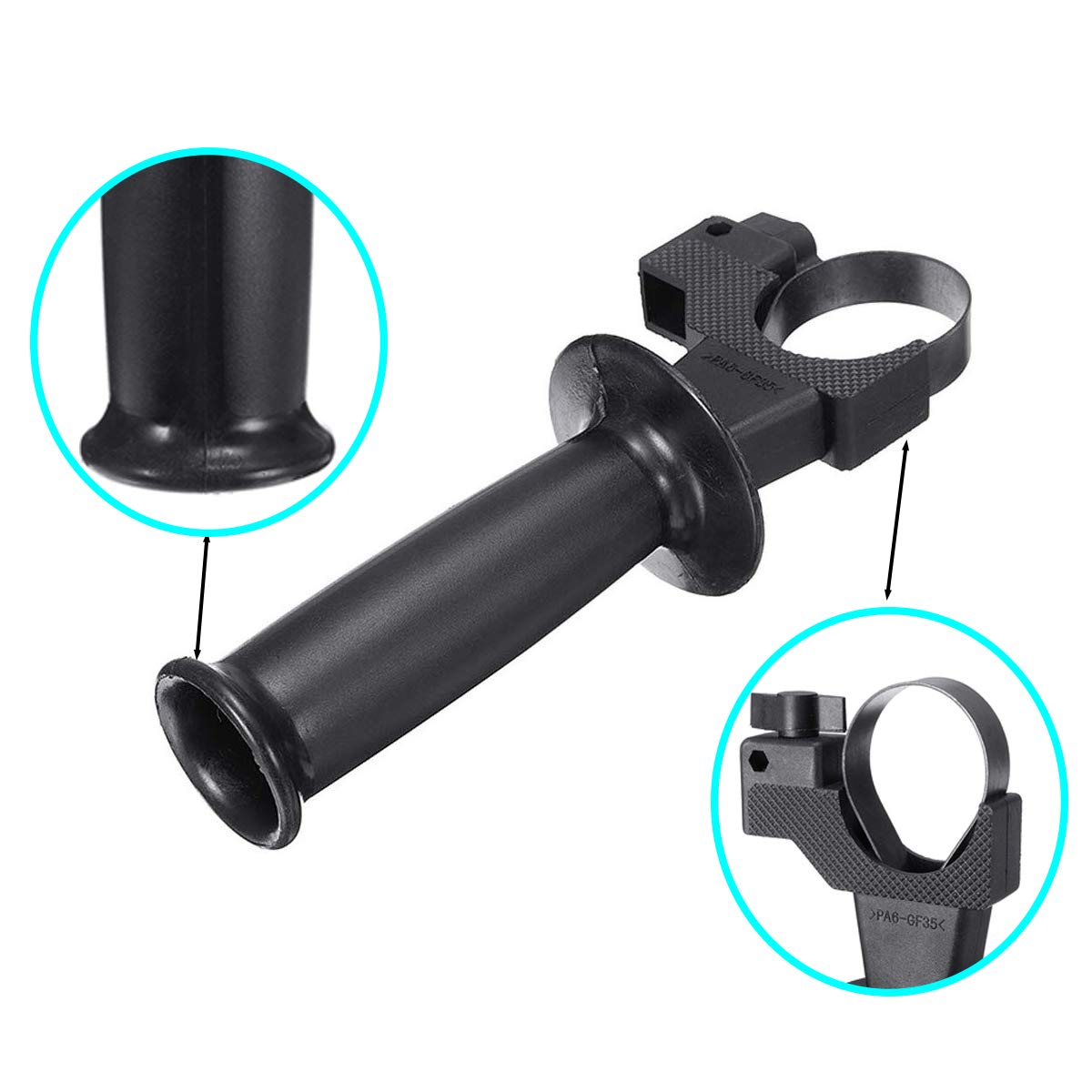 L-A Black Plastic Electric Hammers Handle Auxiliary Side Front Handle for Bosch Gbh2-20/22/24, Power Tools Accessories
