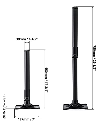 QWORK Undermount Sink Brackets Kit, 2 Pack Steel Undercounter Sink Stand Adjustable Support Sink Leg, Sink Repair Bracket Kit, for Kitchen and Bathroom (17.7-30.3"), Black