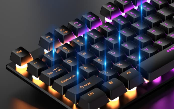 RJPH-3500 Gaming Keyboard: Fastest Clicky Optical Switches w/Quick Keystrokes & 8000Hz Polling Rate - Detachable Type-C Cable - Doubleshot PBT Keycaps - Ergonomic Wrist Rest