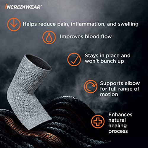 Incrediwear Elbow Sleeve β Elbow Brace for Elbow Support, Joint Pain Relief, Inflammation Relief, and Circulation, Tendonitis, Golf and Tennis Elbow Brace for Women and Men (Grey, Small/Medium)
