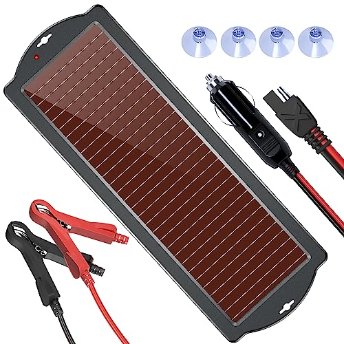 POWOXI 1.8W 12V Solar Car Battery Charger Maintainer, Portable Solar Panel Trickle Charging Kit for Automotive, Motorcycle, Boat, ATV,Marine, RV, Trailer, Powersports, Snowmobile, etc.