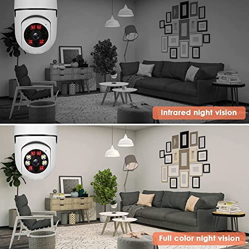 KOWVOWZ 360 Degree Security Cameras Wireless Outdoor, 2.4GHz & 5GHz WiFi Light Bulb Camera, 1080p Indoor for Home Camera System, Motion Detection, Two-Way Audio (2PCS)