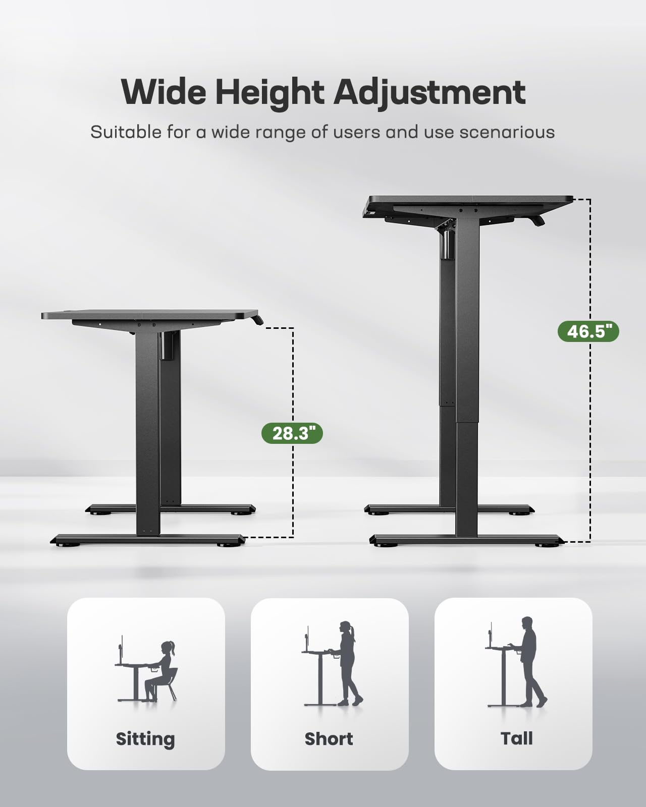 Marsail Electric Standing Desk Adjustable Height, 48 * 24 Inch Sit Stand up Desk for Home Office Furniture Computer Desk with 3 Memory Presets, Headphone Hook