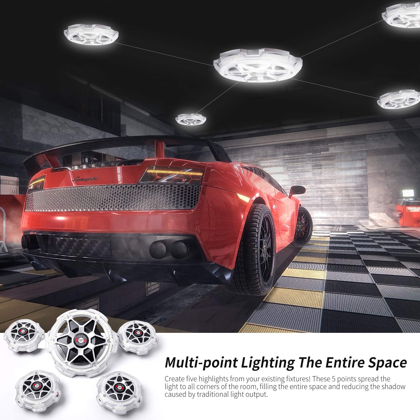 LED High Bay Light,120W Multi- Point Illumination 360° Garage Lighting Ceiling LED Bulb, 12000LM 6500K LED Shop Lights Fixture High Brightness Work Lights for Garage/Attic/Basement/Home/Office …