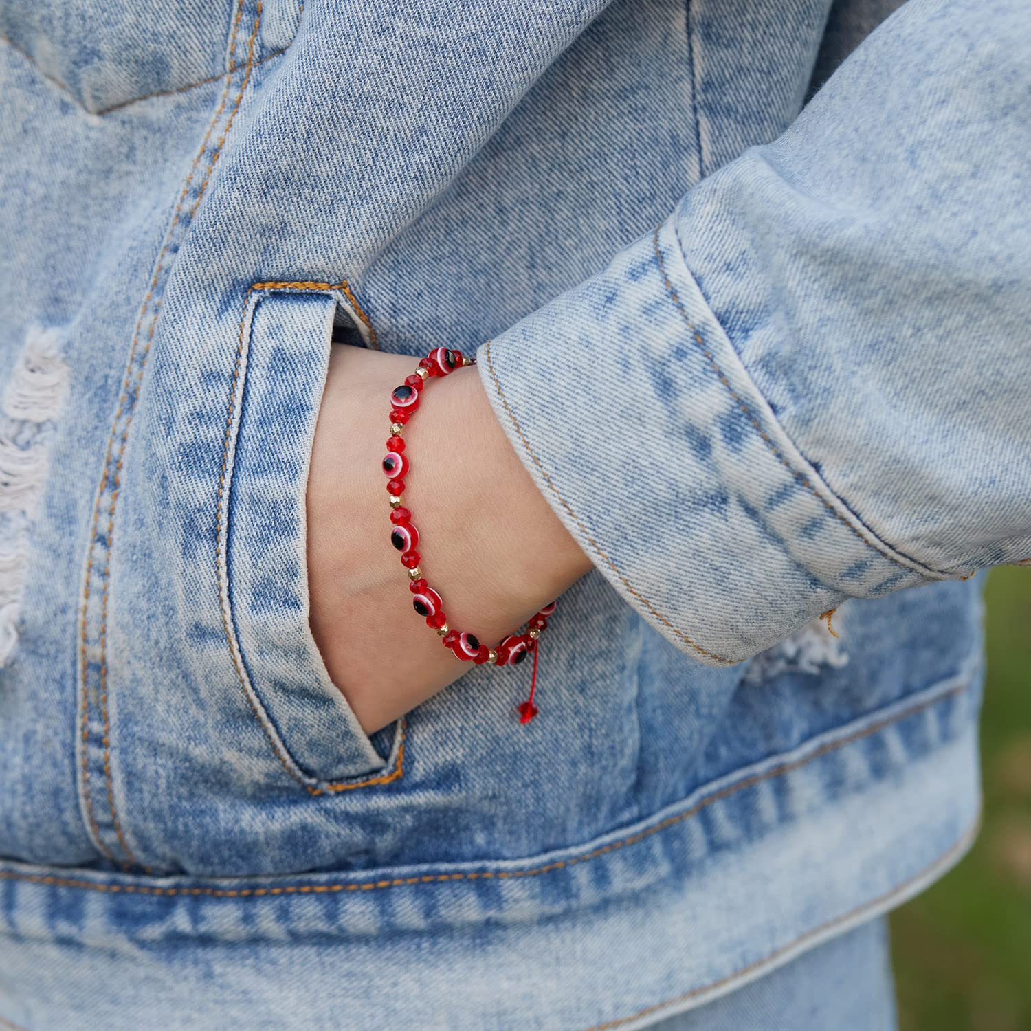 Lucky Eye Beads Red Rope Handmade Braided Bracelets Jewelry Bangles String Woven Adjustable Bracelets for Women Lady Girls Gift Professional Design