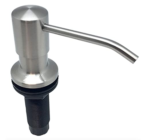 Ultimate Kitchen Built-in Soap Dispenser for Kitchen or Bathroom: Durable Stainless Steel; Fills from top, Large 17oz. Bottle; Long 3 inch Nozzle; Check Valve maintains Prime. Satin Finish