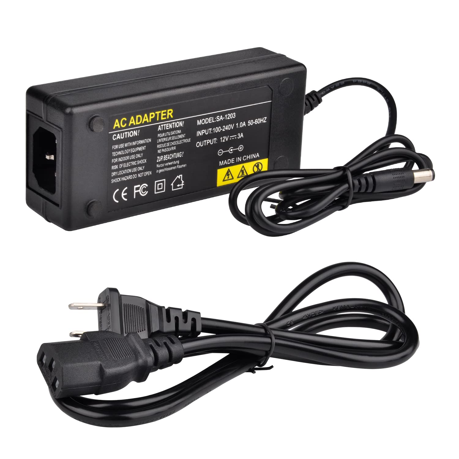 PowGrow 12V 4A Power Adapter, AC110-240V to DC12V Transformers, 5.5x2.1mm Plug Power Supply for LED Strip Light,Wireless Router,DVR NVR Security Cameras