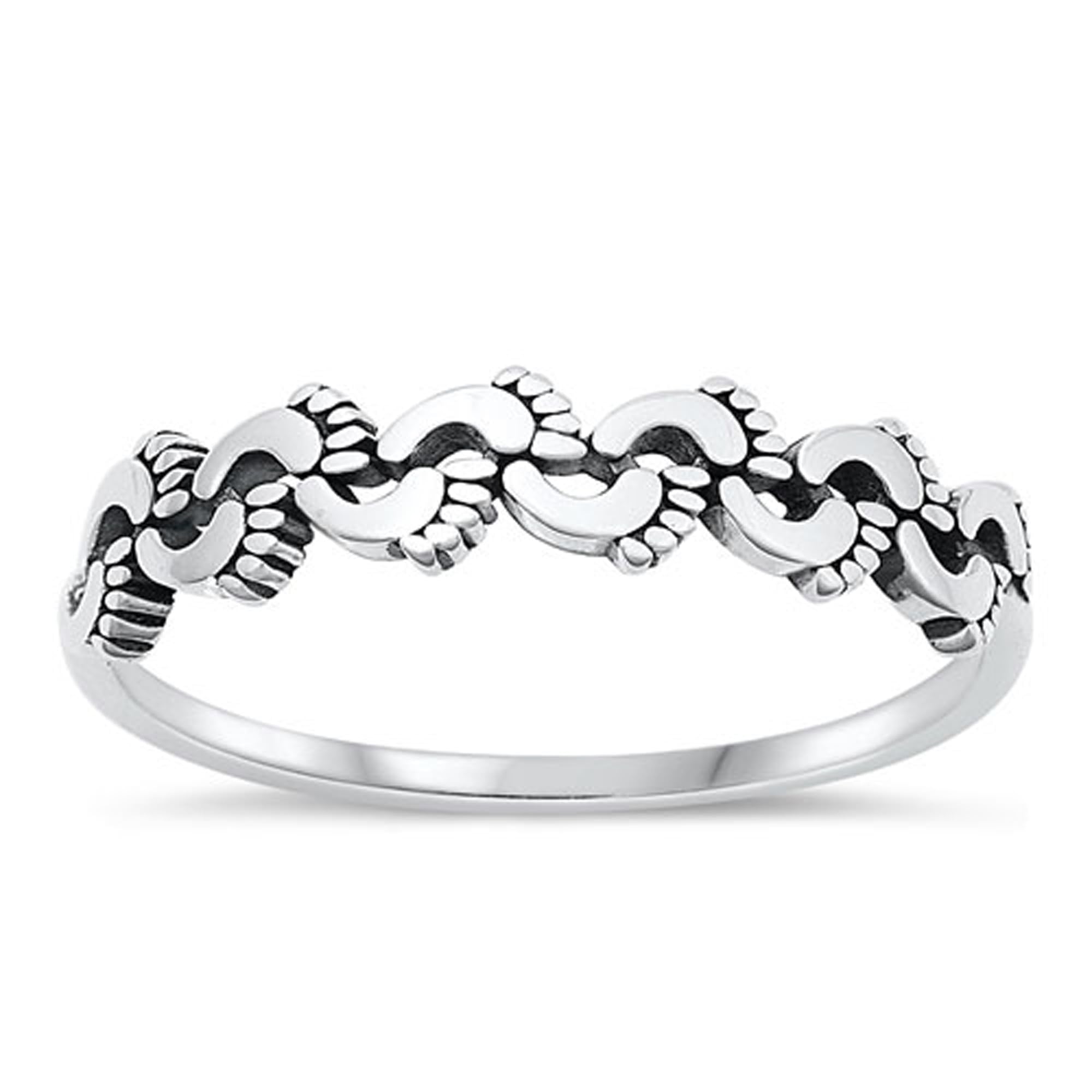 OLIE & JOLIE 925 Sterling Silver Sets of Footprints Ring Sizes 4-10 (10)