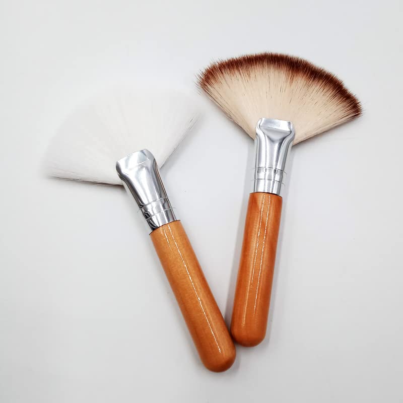 SALOCY Fan Brush,Face Makeup Brush Highlighting Make Up Brush Cheekbones Brush Facial Brushes Powder Foundation Brushes Make Up Tool,2 PCS