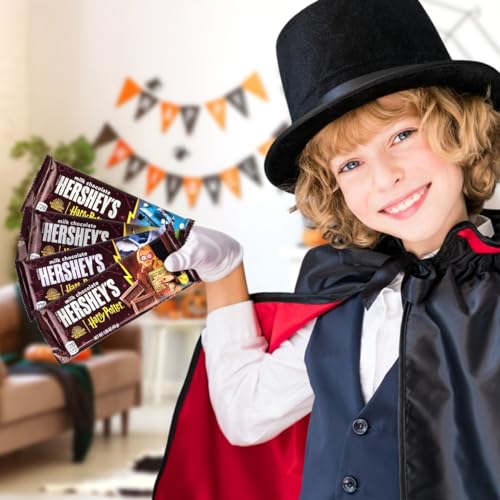 Hershey’s Milk Chocolate Harry Potter Halloween Candy Bars Bulk Pack - Individually Wrapped Full Size Candy Bars Halloween Snacks Limited Edition Designs for Kids and Adults, Gluten Free - (4 Count)