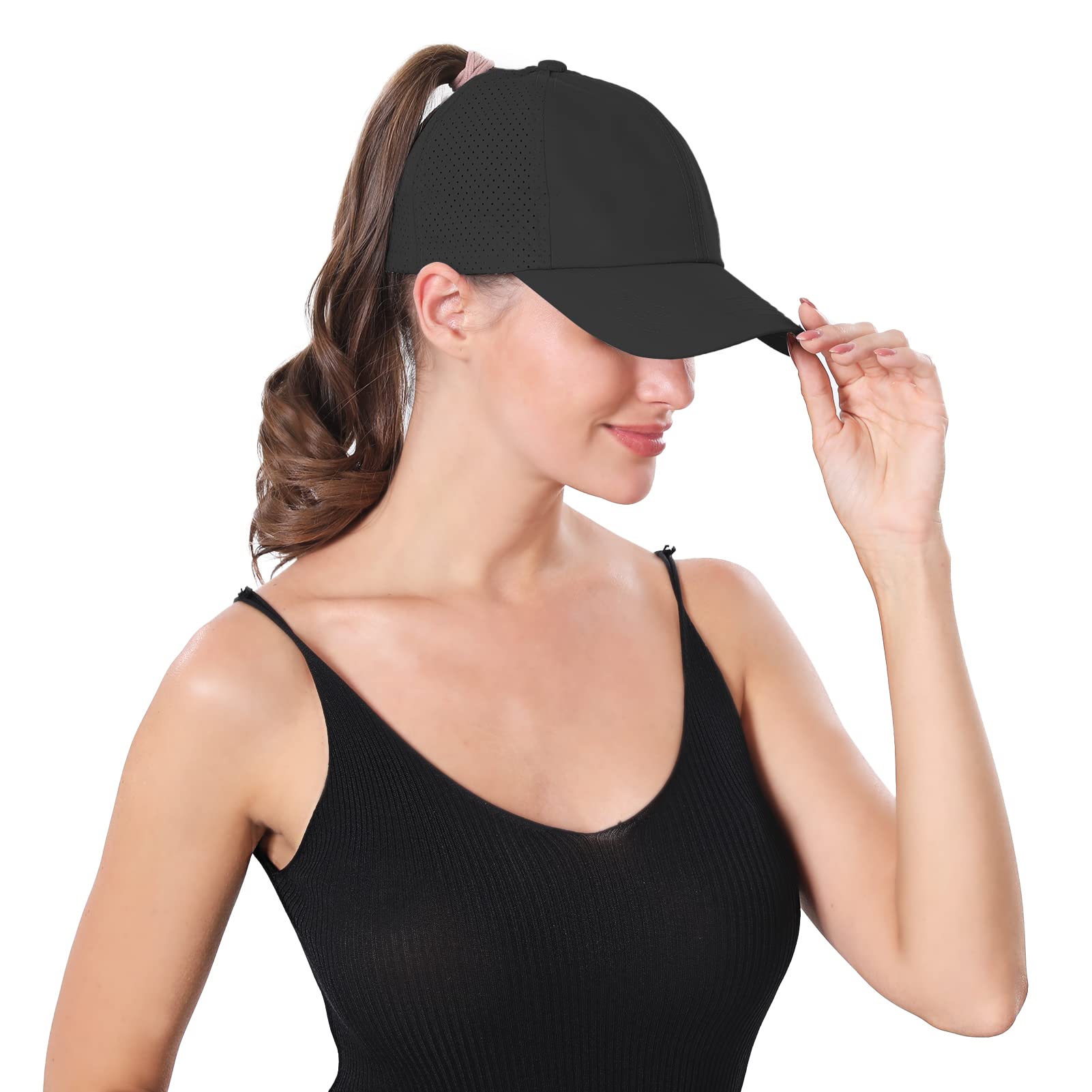 LUCKYBUNNY Women Men Tie Dye Criss Cross Ponytail Baseball Caps Adjustable Sports Hats Messy Bun Ponycap